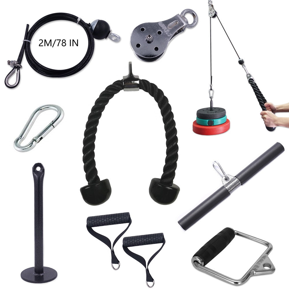 Fitness Home Gym Cable Machines Attachment Crossfit Bodybuilding Muscl