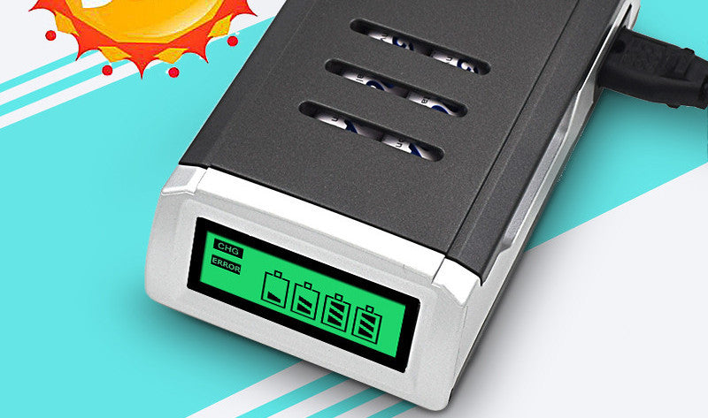 LCD Display With 4 Slots Smart Intelligent Battery Charger For AA / AA