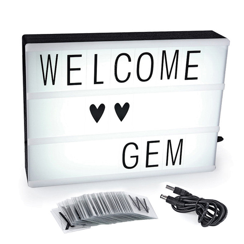 Modern Cinematic Lightbox Table Lamp DIY With Letters Number A4 A5 Siz